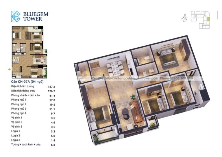 Giới thiệu mặt bằng và thiết kế căn hộ chung cư Bluegem Tower Tứ Hiệp